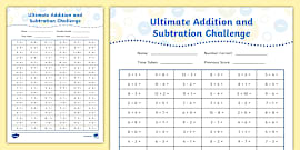 Addition and Subtraction Speed Challenge to 20 - Twinkl