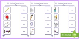 Short i Word and Picture Matching Differentiated Worksheet / Worksheets
