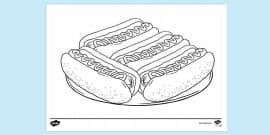 FREE! - Hotdog Colouring Sheet | Colouring Sheets - Twinkl