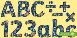 Blue Striped Themed Display Lettering (teacher made)