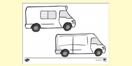 Van Colouring Page - Primary Resources (teacher made)