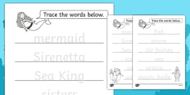 The Little Mermaid Word Mat (teacher made) - Twinkl