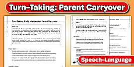 Cooperative Play: Early Intervention Parent Carryover for SLP