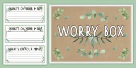 Muted Rainbow Worry Box Sign and Slips (teacher made)