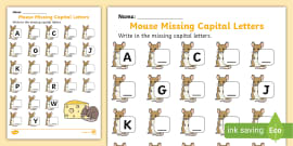 FREE! - Cat Missing Capital Letters Worksheet (teacher made)