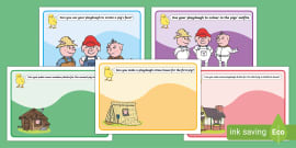 The Three Little Pigs Playdough Mat (teacher made) - Twinkl