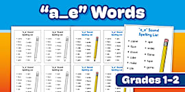 'i_e' Sound Spelling List Cards for K-2nd Grade