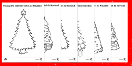 Tarjetas de Navidad para colorear (teacher made) - Twinkl