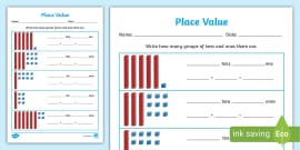 Place Value Teen Numbers | F-2 Maths Worksheet | Twinkl