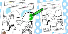Farm Themed Colour by Number (teacher made) - Twinkl