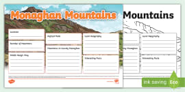 Mountains of the UK Fact File Template (teacher made)