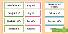 Abair Irish Verb | Irregular Verb Word Cards | Twinkl