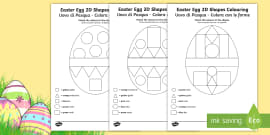 Easter Egg Colour by 2D Shapes Worksheet / Worksheets