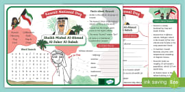 Kuwait National Day Colouring Activity for Kids - Twinkl