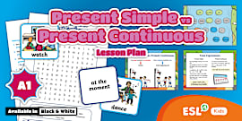 ESL Grammar Popcorn Sorting Game: Present Simple and Continuous [Teens, A1]