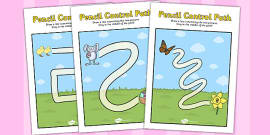 Easter Hunt Pencil Control Path Worksheets - pencil control