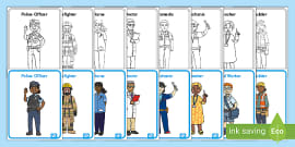 Community Helpers Symbol Sorting Cut and Glue Worksheet