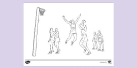 Netball Pictures Black and White - World Cup Colouring Pages