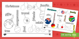 Christmas Baubles World Flag Colouring Activity - Twinkl