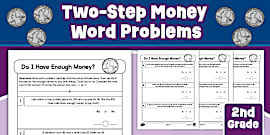 Fifth Grade Two-Step Money Word Problems Worksheet