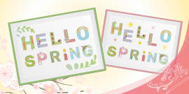 Hello Spring Typography Bunting | Twinkl Art Gallery