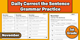 * NEW * First Grade December Correct the Sentence Grammar Practice