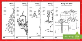 Merry Christmas Colour by Number Pages | French - Twinkl