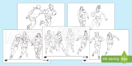 Rugby colouring pages- easy to download and print off.