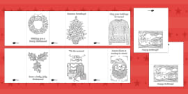Mindfulness Coloring Christmas Cards (Teacher-Made) - Twinkl