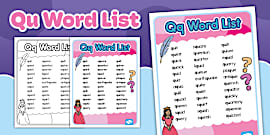 Qu Word List | KS1 Phonics | Qu Words | Teacher-Made