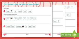 Christmas Tree Sentence Construction Worksheet / Worksheet