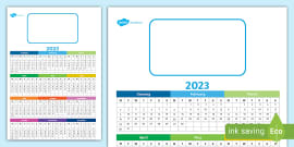 Editable 2023 One-Page Calendar Display Calendar - Twinkl