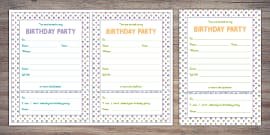 Spotty Themed Party Invitation (teacher made) - Twinkl