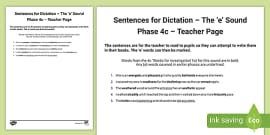 Linguistic Phonics u-e Sentences Dictation Teacher Worksheet