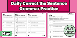 Second Grade December Daily Correct the Sentence Grammar