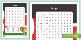 KS2 Kenya Word Search - Twinkl - Geography (teacher made)