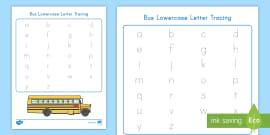 School Bus Uppercase Letter Tracing Activity - Alphabet