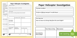 Sycamore seed paper helicopter template - KS1 Activity