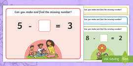 Missing Number Subtraction within 10 Worksheet - Twinkl