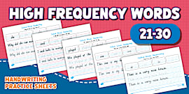 High Frequency Words 1-10