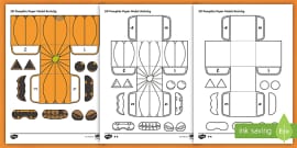 Simple Make Your Own 3D Pumpkin Halloween Paper Craft English/French