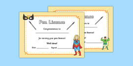 FREE! - Pen Licences Template | Certificates and Awards | Primary