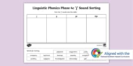 'or' Sound Sorting Activity Linguistic Phonics Phase 4c