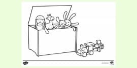 What's in My Toy Box? Foundation Title Colouring Page