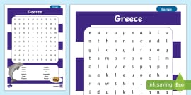 Greece Word Search,Greek wordsearch (Teacher-Made) - Twinkl