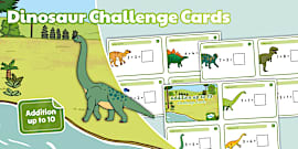 Dinosaur Themed Subtraction within 10 Challenge Cards