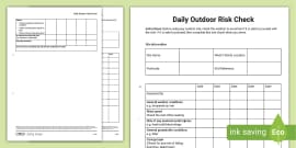 Early Years Risk Assessment | Risk Assessment Template