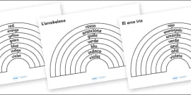 Spanish: Rainbow Colours Colouring Sheet (teacher made)