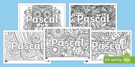 FREE! - Pascal Name Simple Colouring Activity | Twinkl