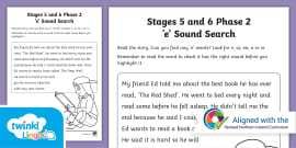 Linguistic Phonics Phase 2 ‘e’ Sound Sorting Activity Sheet